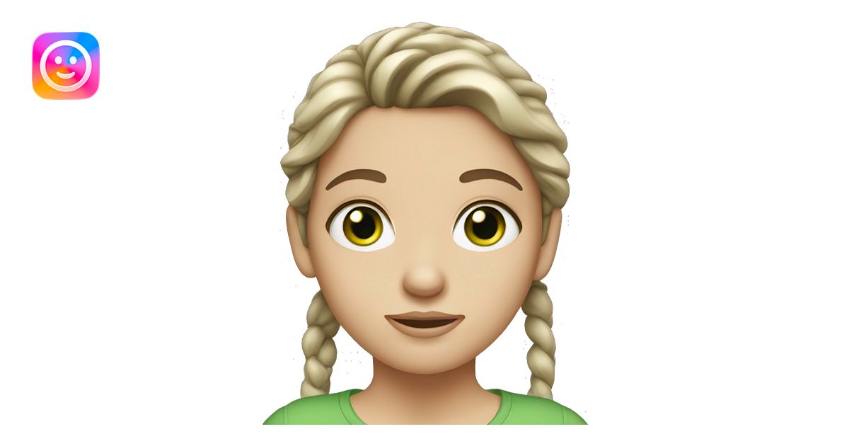 A white brunette girl with green hazel eyes emoji | AI Emoji Generator