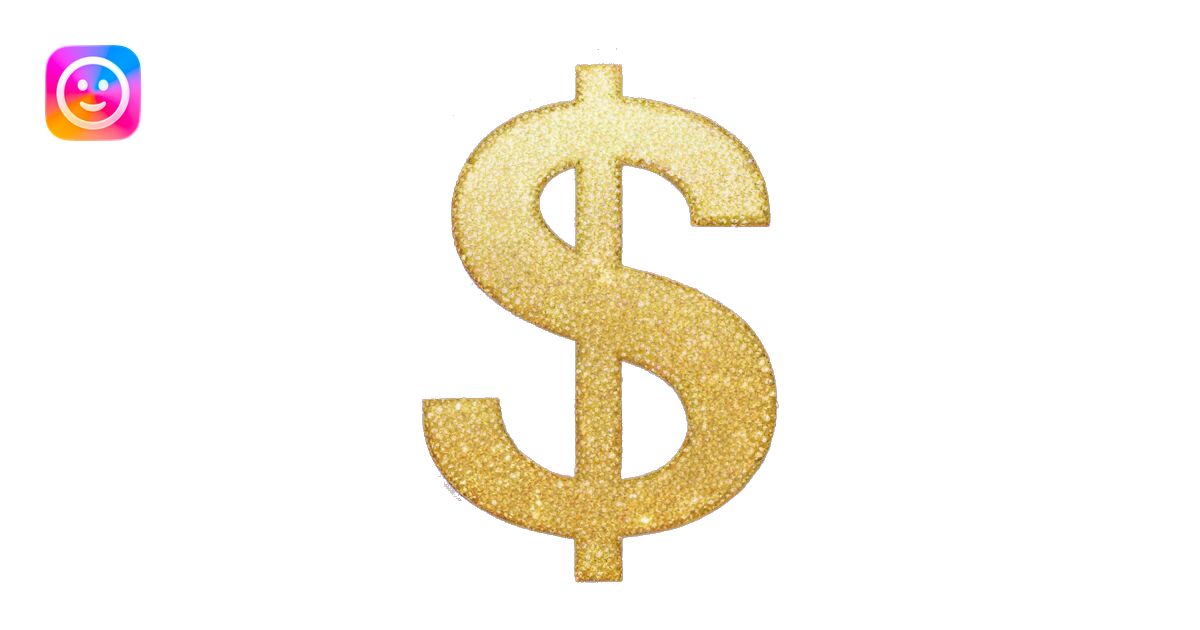 Sparkly glitter pink dollar sign emoji | AI Emoji Generator