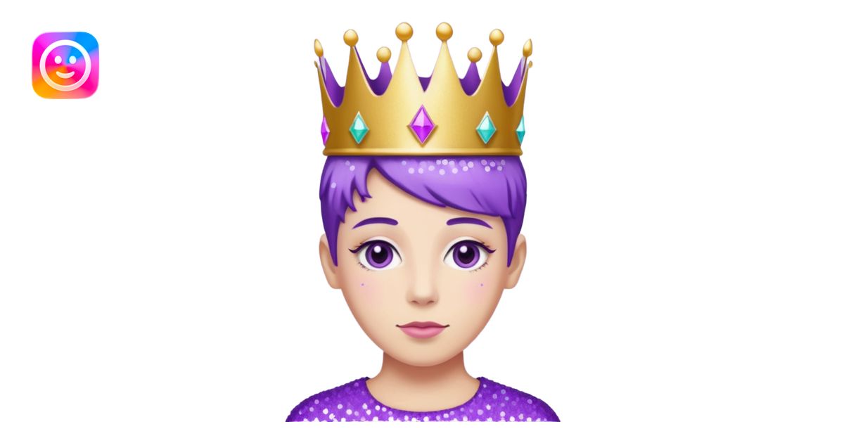 purple non-binary people glitter crown emoji | AI Emoji Generator