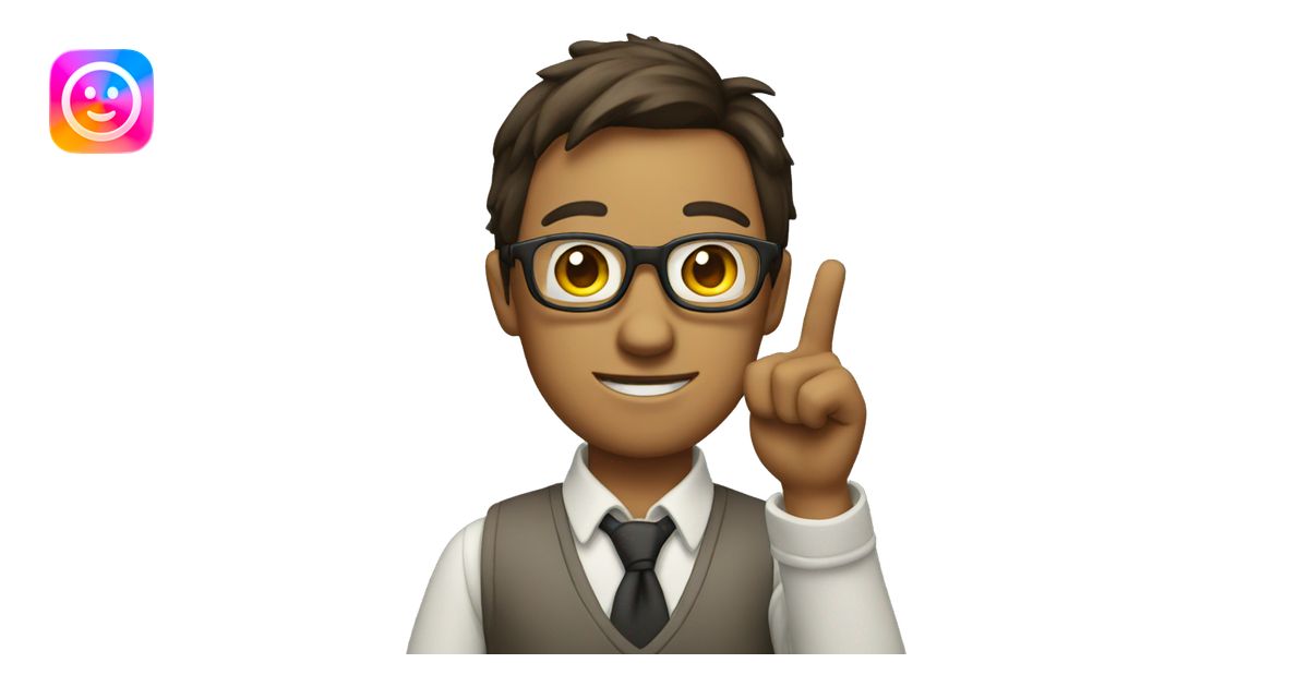 nerd with finger pointing up emoji | AI Emoji Generator