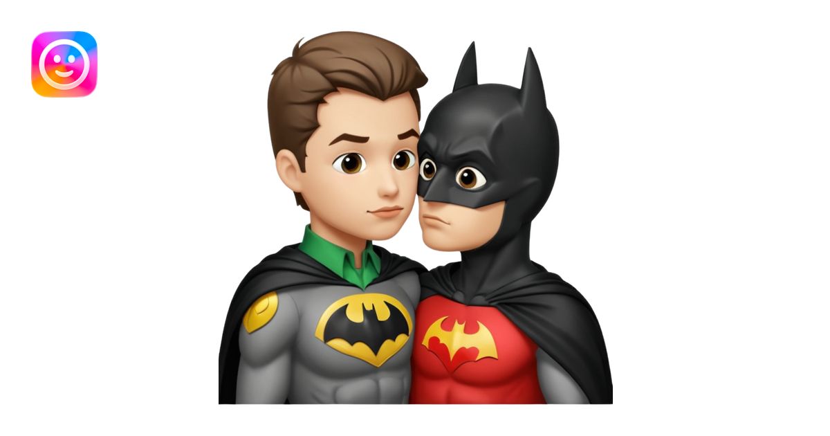 batman kissing robin emoji | AI Emoji Generator