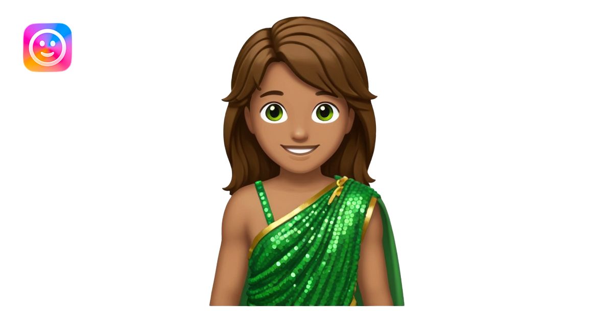 Terra from Roman Deities with long brown hair, green sequin toga emoji ...