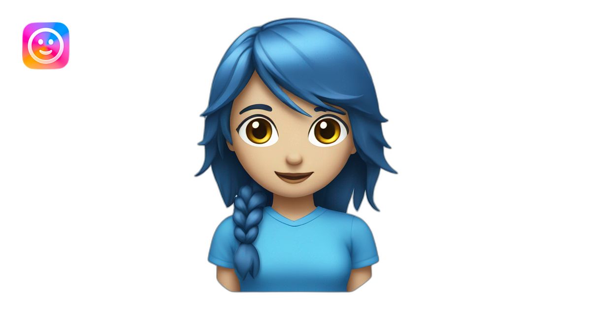 Cooperation between two girl in blue emoji | AI Emoji Generator