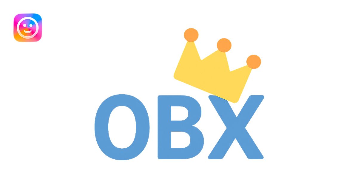 OBX letters with a tilted crown on top icon | AI Emoji Generator