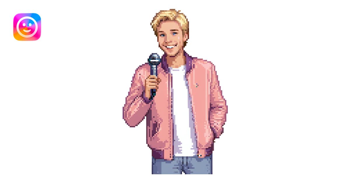 Pixel art style, expressive male performer, Caucasian features, short ...