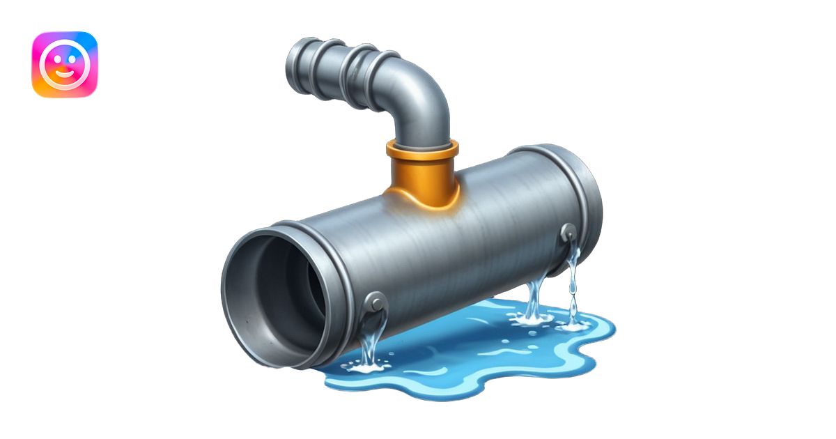 a steel shiny sewer pipe wastewater flows out emoji | AI Emoji Generator