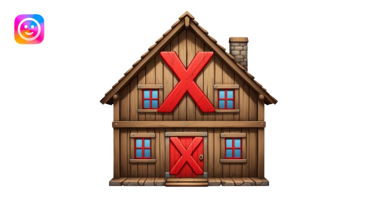 an inn with a big red X on it emoji | AI Emoji Generator