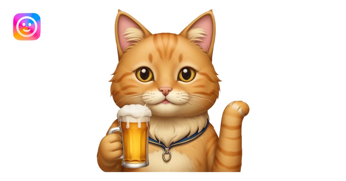 Un chat qui boit une bière emoji | AI Emoji Generator