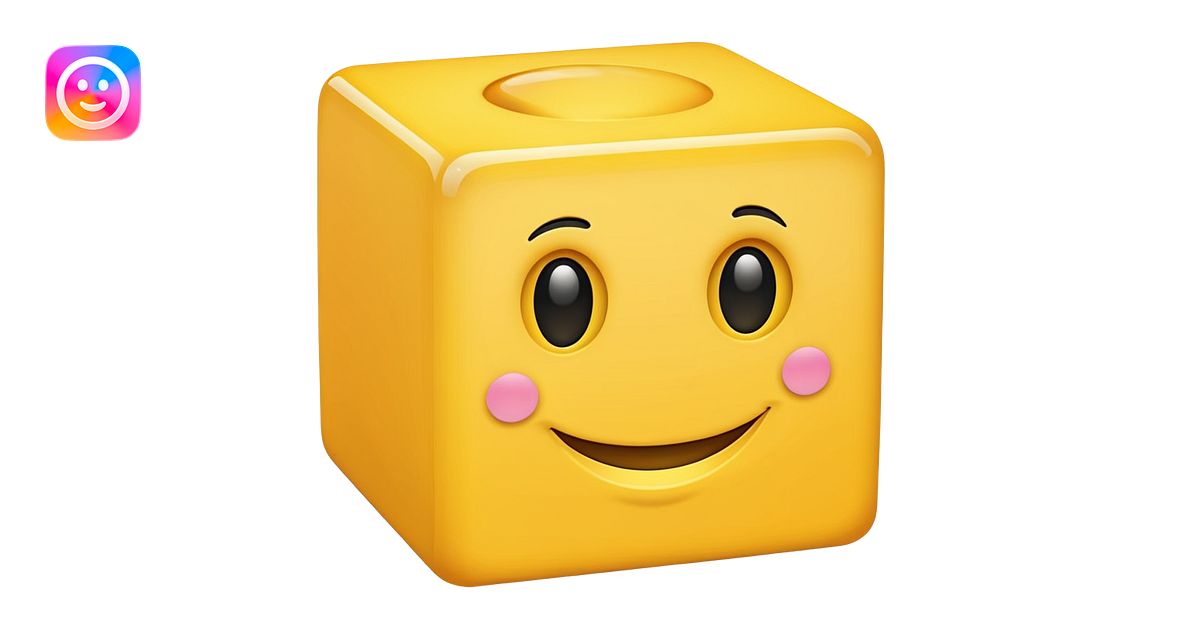 Cube yellow with a face emoji | AI Emoji Generator