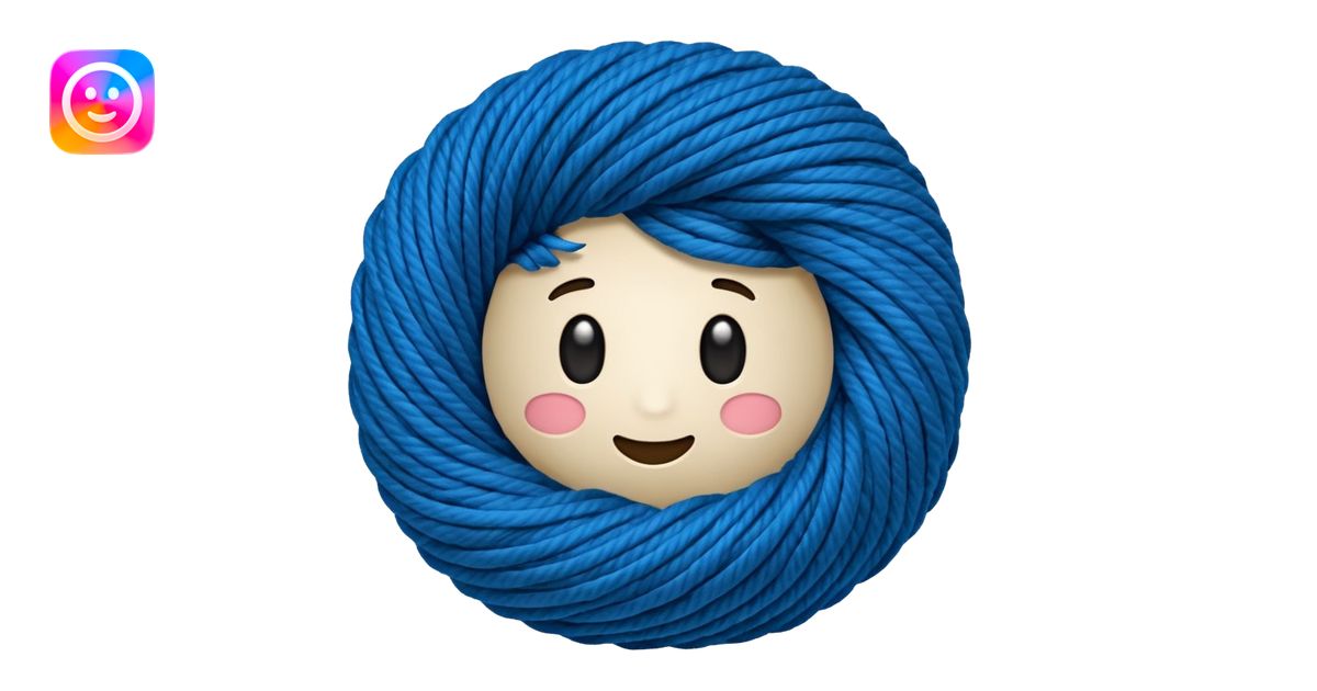 Rolled Yarn Ball blue emoji | AI Emoji Generator