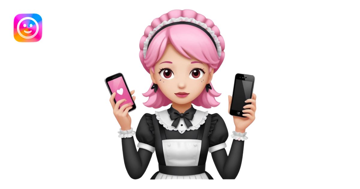 mix light pink dark pink and white girly phone maid emoji | AI Emoji ...