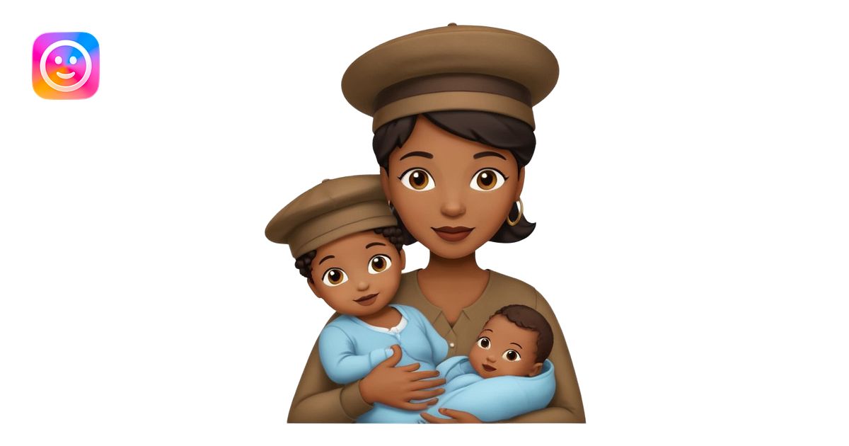 black Mother with Hats with her baby emoji | AI Emoji Generator