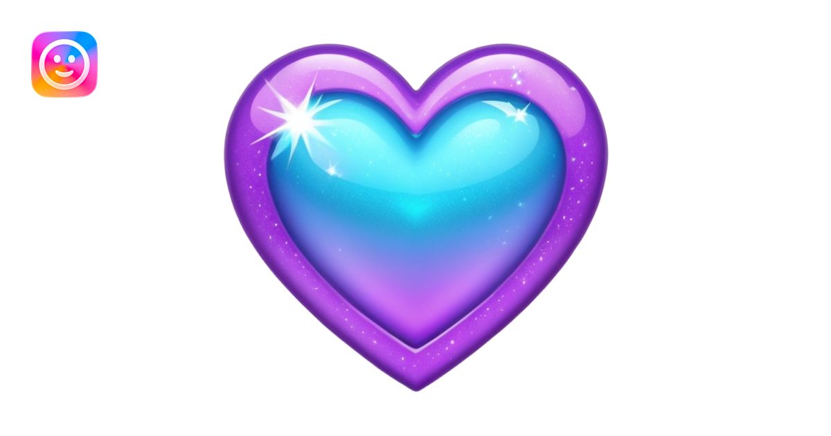 glitter purple and cian heart emoji | AI Emoji Generator