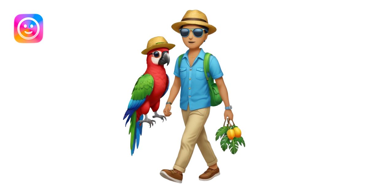 Walker with parrot on shoulder, Full body with walking pose emoji | AI ...