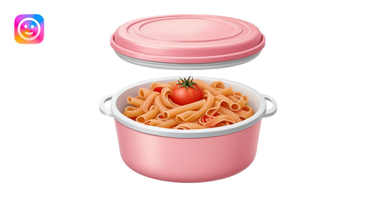 pastel pink food container with tomato pasta inside emoji | AI Emoji ...