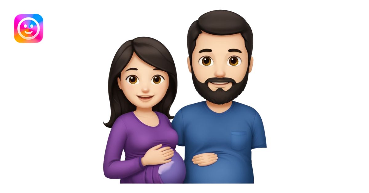 Una mujer embarazada y un hombre con barba ambos cabello oscuro emoji ...