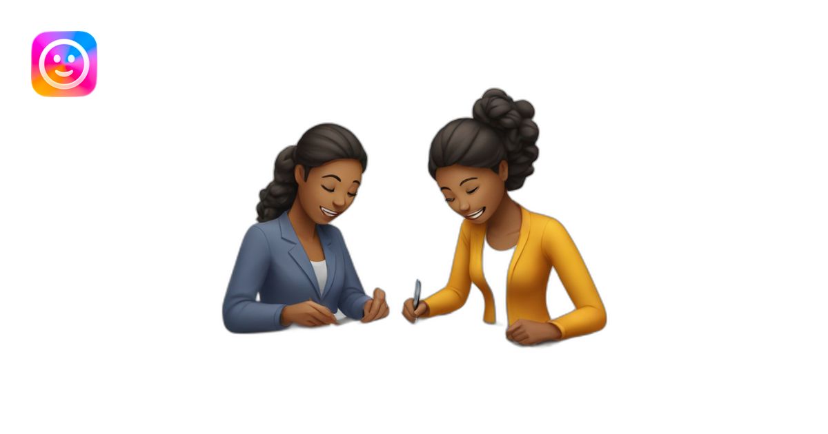 two women filling paperwork emoji | AI Emoji Generator