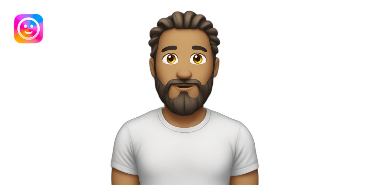 man with man bun and beard with t shirt emoji | AI Emoji Generator