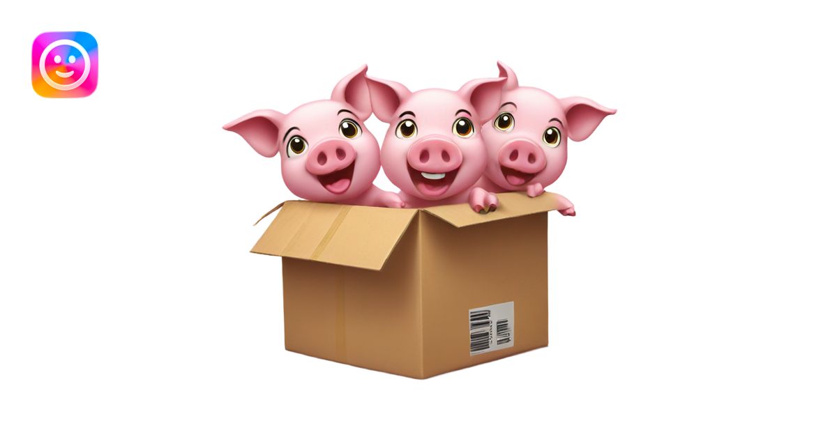Excited Pigs receiving a package emoji | AI Emoji Generator