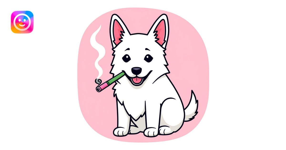 White belgian Shepard smoked pink bong image | AI Emoji Generator