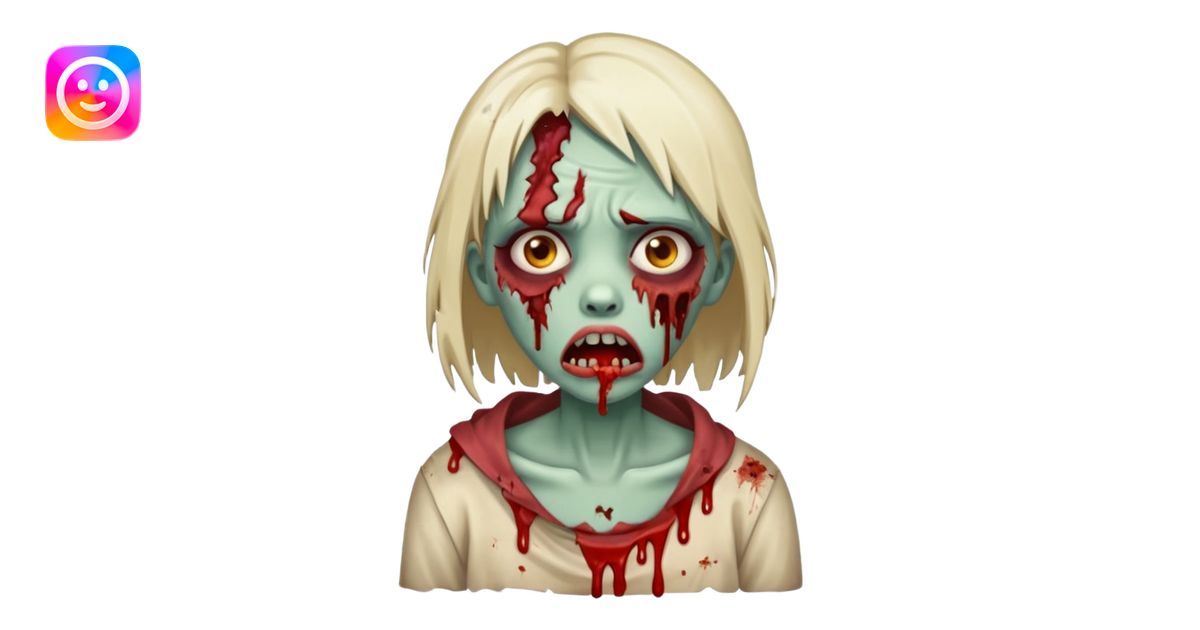make a zombie girl with a droopy ruined mouth emoji | AI Emoji Generator