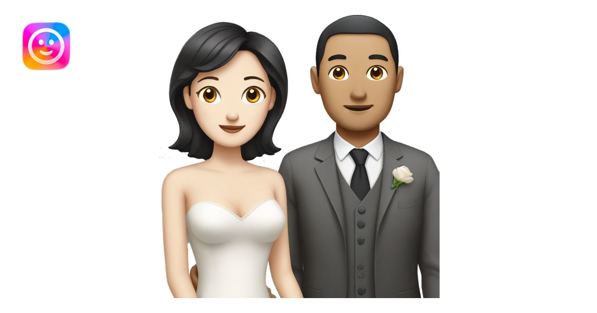 Chinese men with white women as wife and husband emoji | AI Emoji Generator