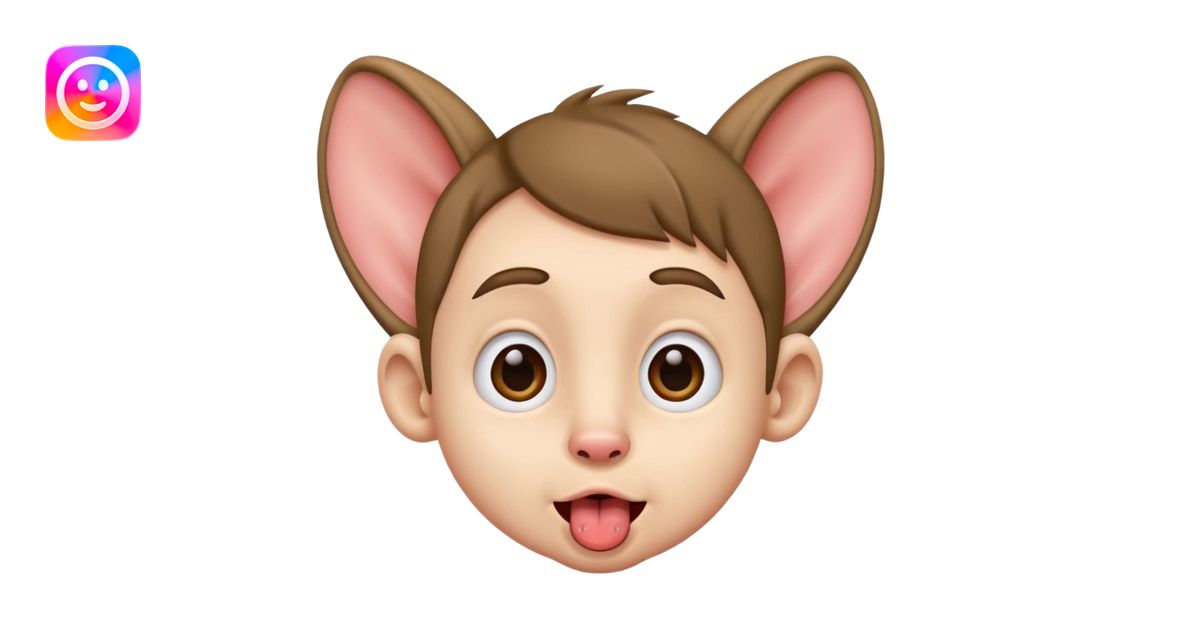 a boy with small eyes with big ears and with his tongue out emoji | AI ...