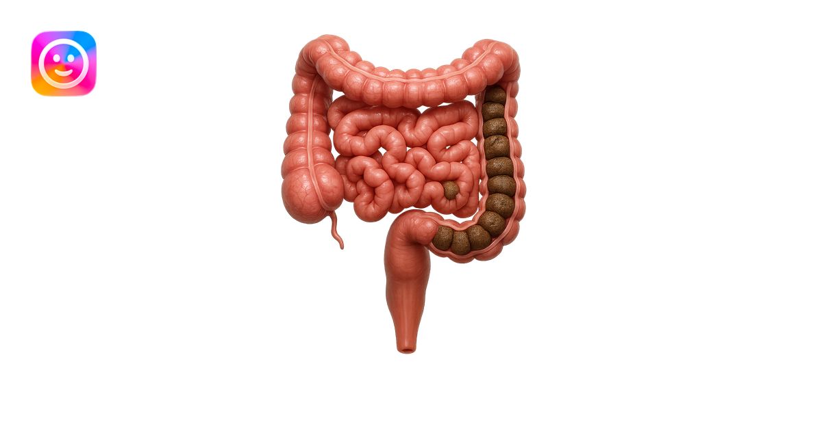 intestino umano anatomico con feci a palline bloccate nel colon, stipsi ...