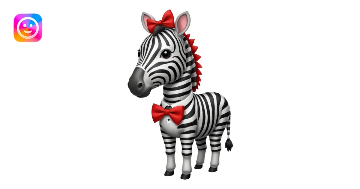 Zebra with a red bow tie emoji | AI Emoji Generator