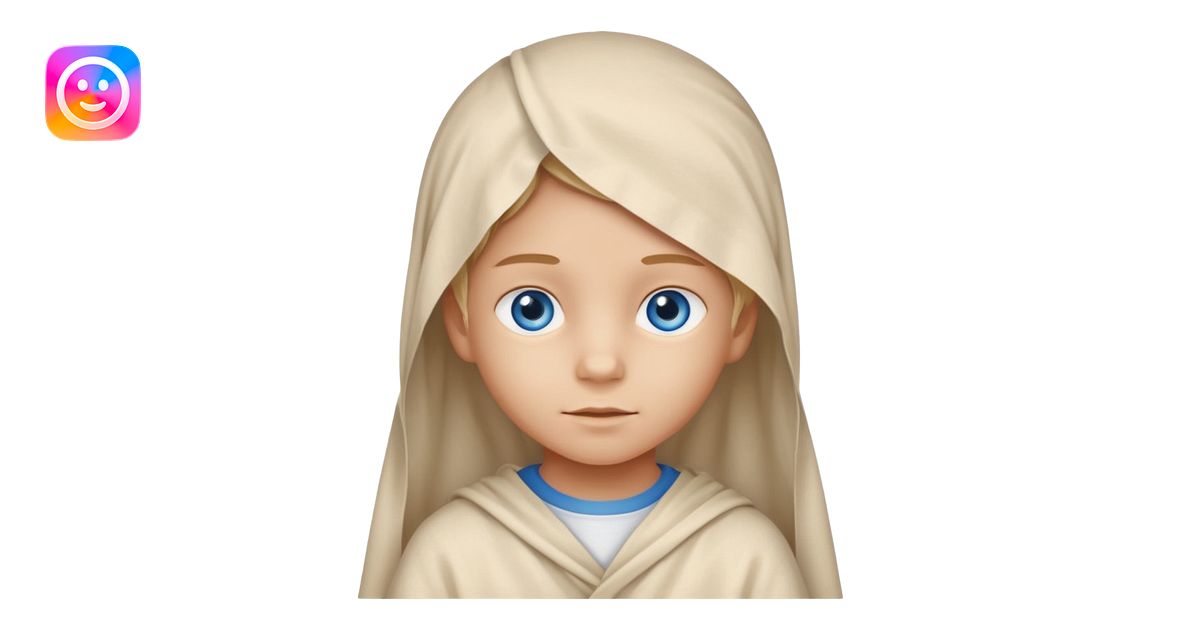 blue eyed desert child with creme cloth emoji | AI Emoji Generator