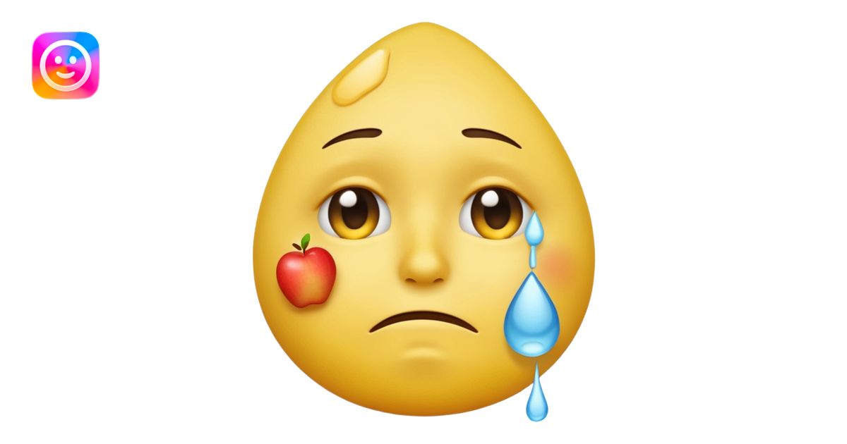 yellow emoji face with sad expression and one teardrop under the eye ...