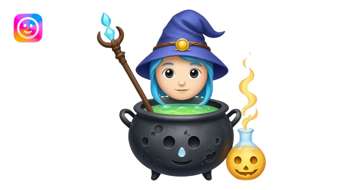 alchemy mage character stirring potion cauldron shaped like the moon ...