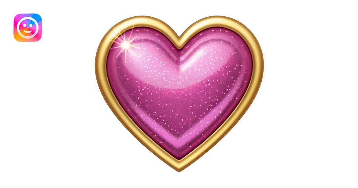 Gold heart with pink glitter emoji | AI Emoji Generator