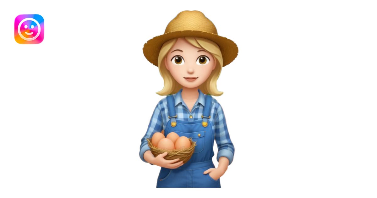 a portrait of farmer girl collect eggs emoji | AI Emoji Generator
