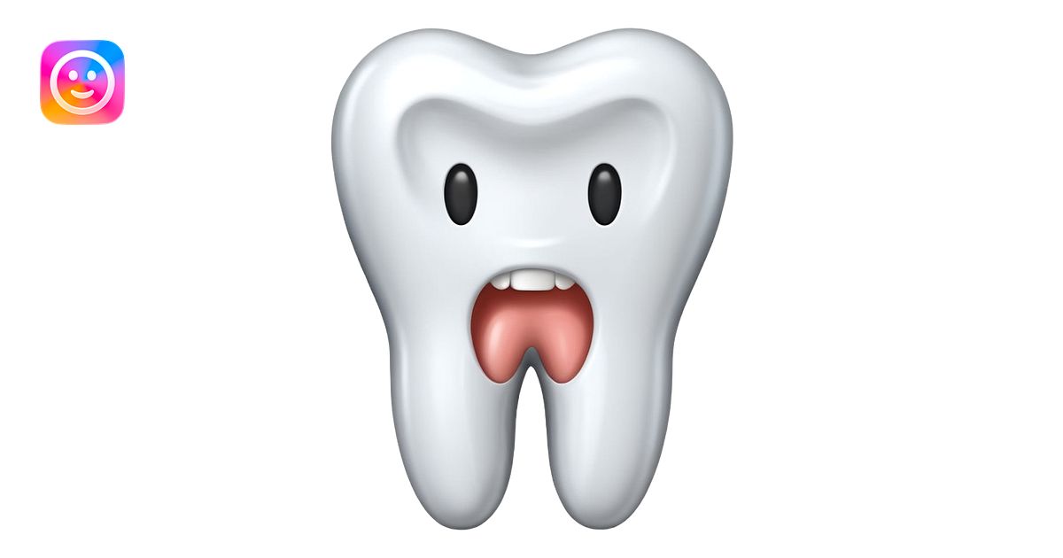 human tooth emoji, smooth chrome ceramic-metal texture, clean medical ...