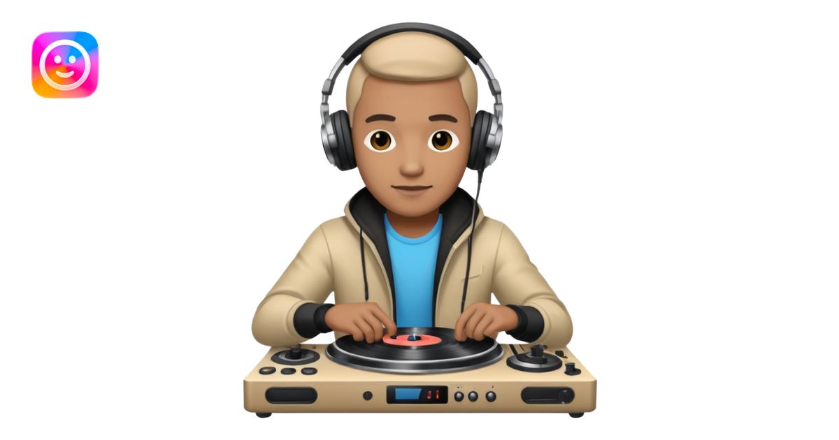 a DJ with headphone and a turntable emoji | AI Emoji Generator