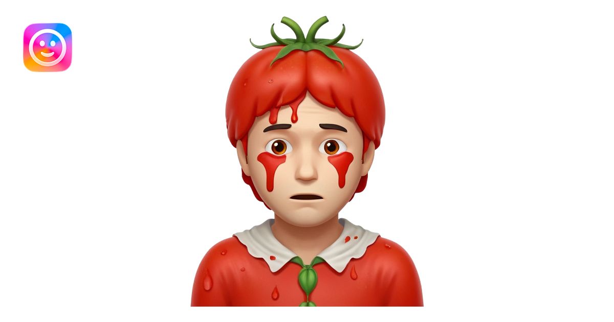 tragic stage performer portrait, head and shoulders only, tomatoes ...