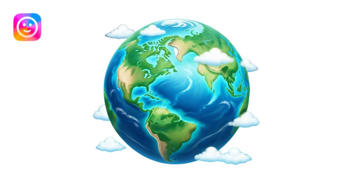 Cinematic Realistic Earth Emoji, depicted with vibrant blue oceans ...