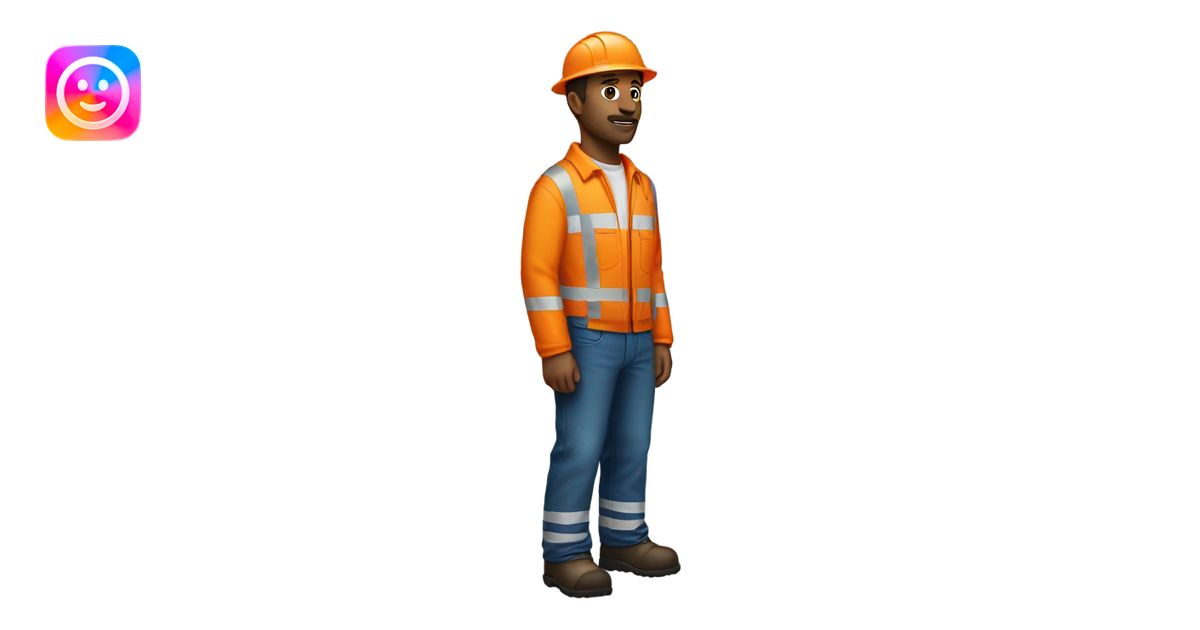 white man standing wearing orange hi visibility overalls emoji | AI ...