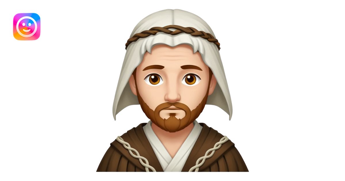 Welsh druid in white robes emoji | AI Emoji Generator