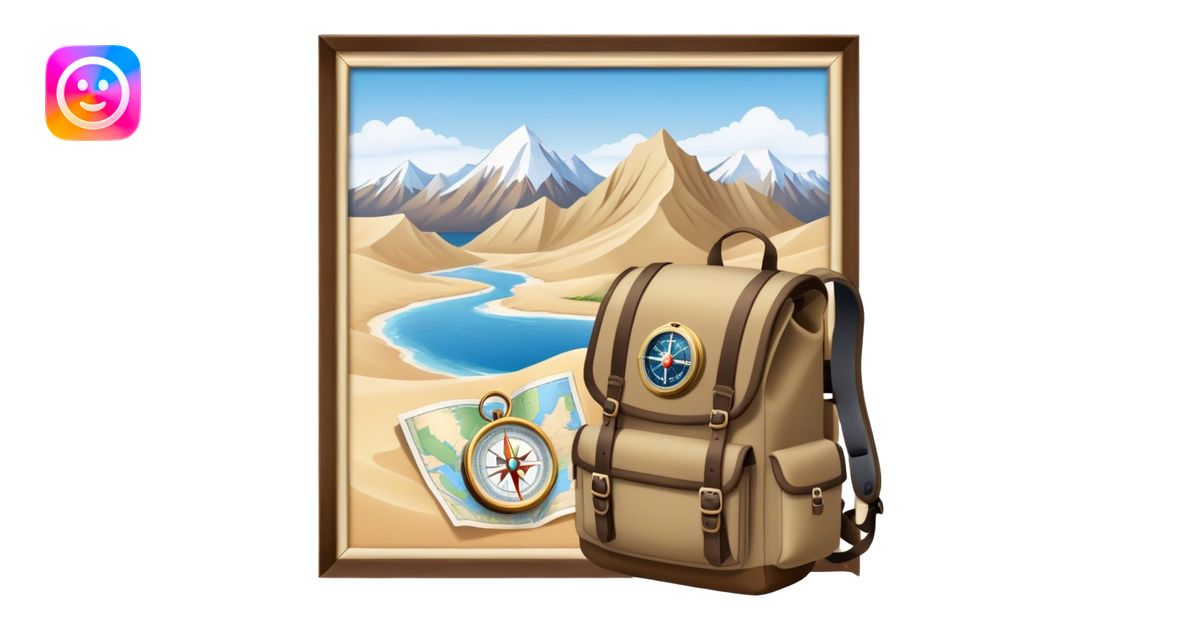 Icon for Expeditions: a compass, a map, a backpack with trekking gear ...