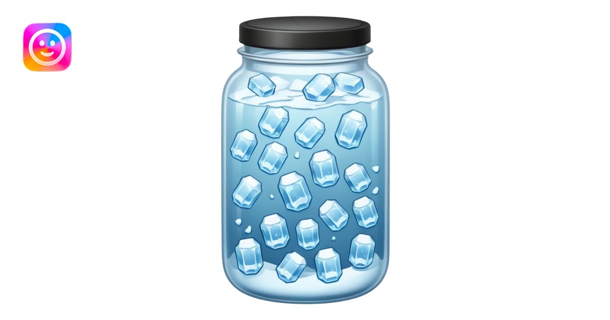 SLIM ICE JAR WITH LOTS OF ICE WITHOUT LID ON emoji | AI Emoji Generator