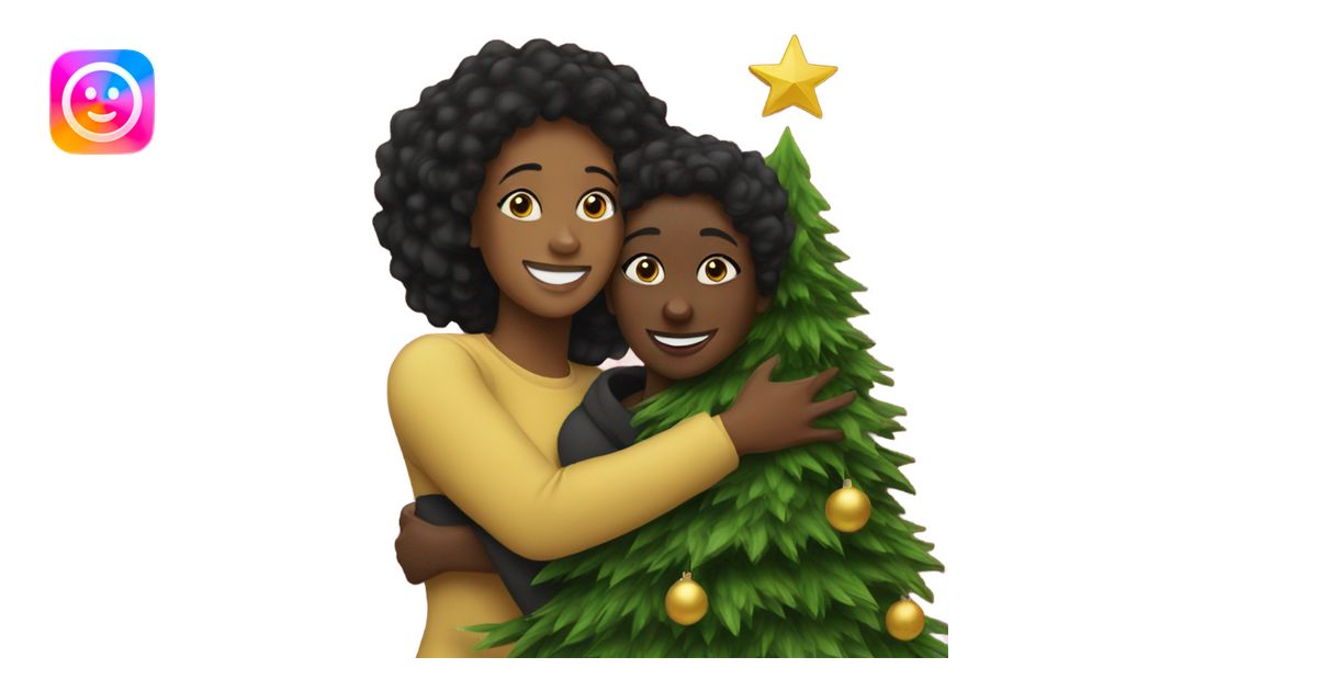 Christmas tree hug with black women emoji | AI Emoji Generator