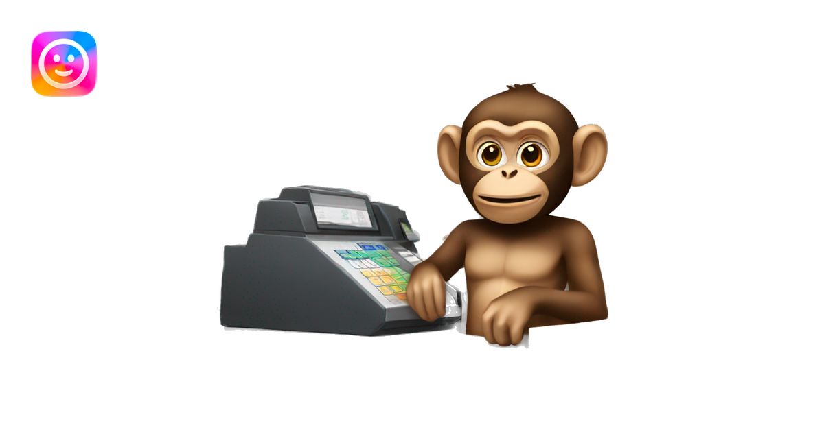 Monkey behind the cash register emoji | AI Emoji Generator