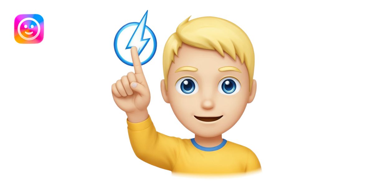 Yellow circle happy face with powder blue lightning bolt eyes with one ...