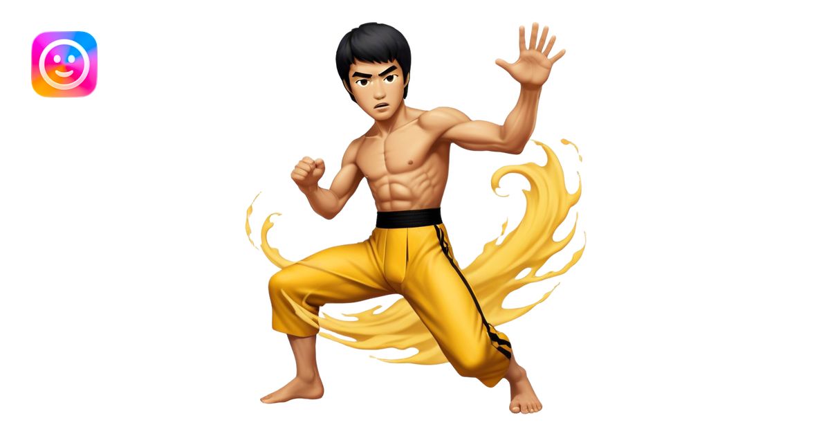 Cinematic Realistic Bruce Lee Portrait Emoji, depicted as a dynamic ...