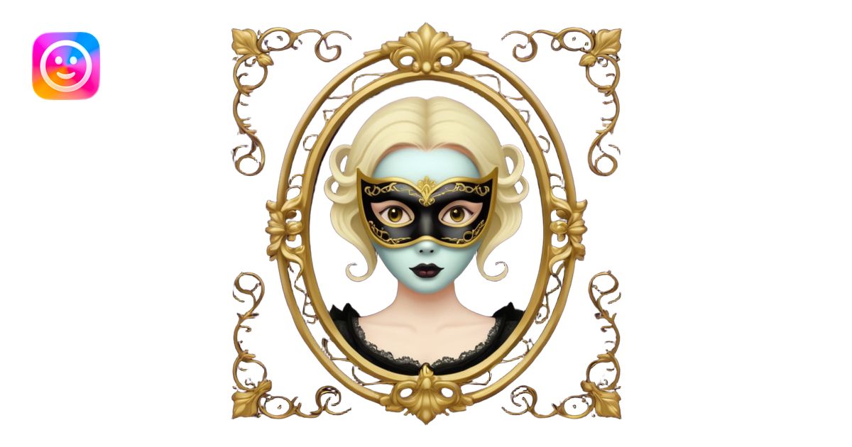 Spooky killer on mask on fancy mirror behind woman emoji | AI Emoji ...