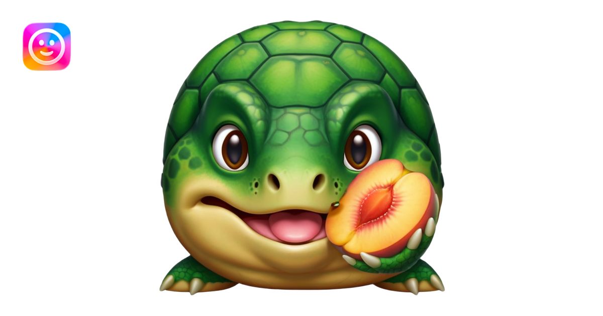 Sweet Turtled drooling licking peaches emoji | AI Emoji Generator
