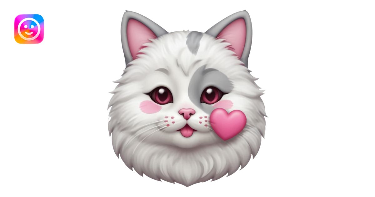 A cute circular cat blowing a smooch kiss with heart and little bite on ...