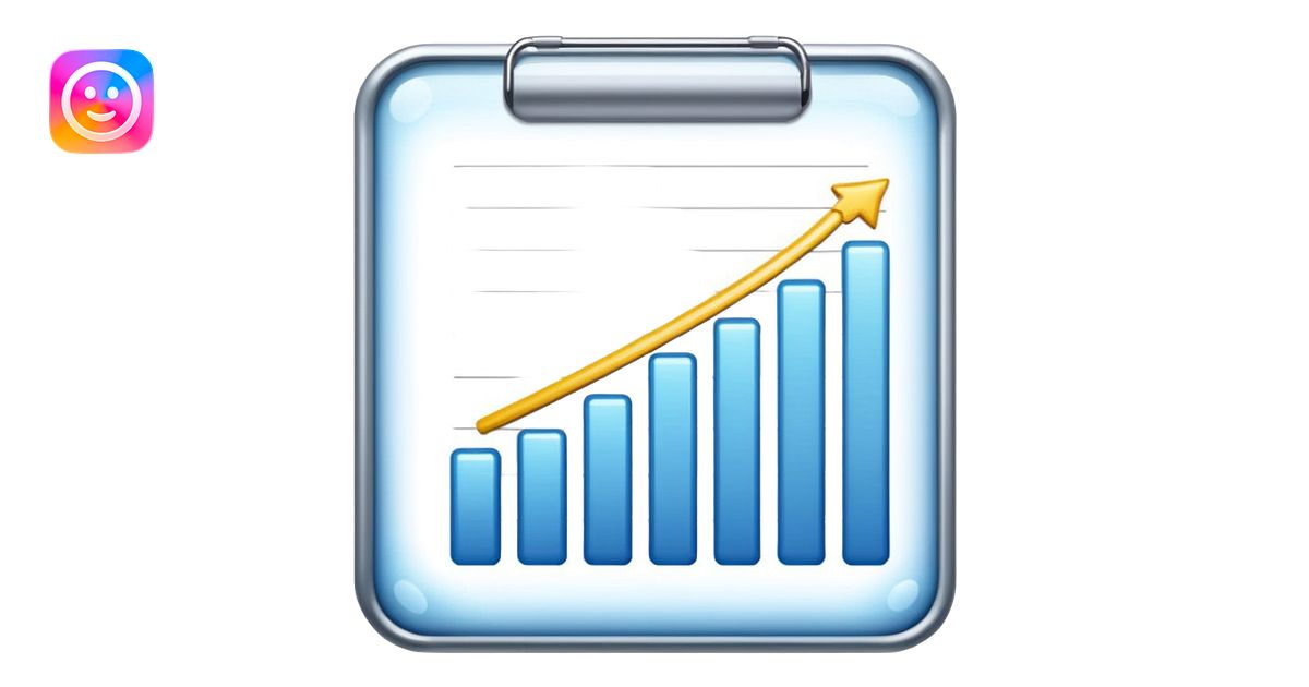 ios style emoji for report sheet consisting graph/ charts with sparkle ...